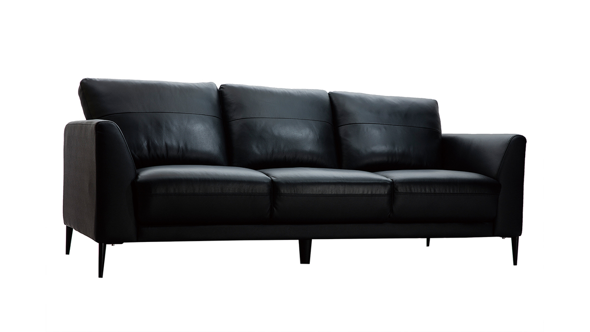 Ledersofa Schwarz 3 Sitzer