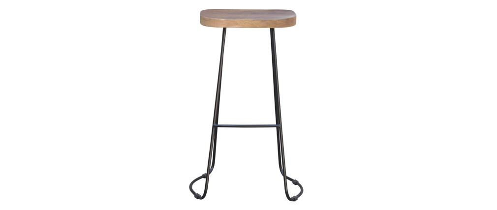Barhocker aus massivem Metall und Mangoholz 75 cm (2er-Satz) RUNKO - Miliboo