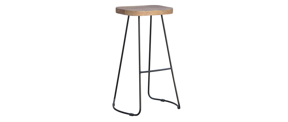 Barhocker aus massivem Metall und Mangoholz 75 cm (2er-Satz) RUNKO - Miliboo