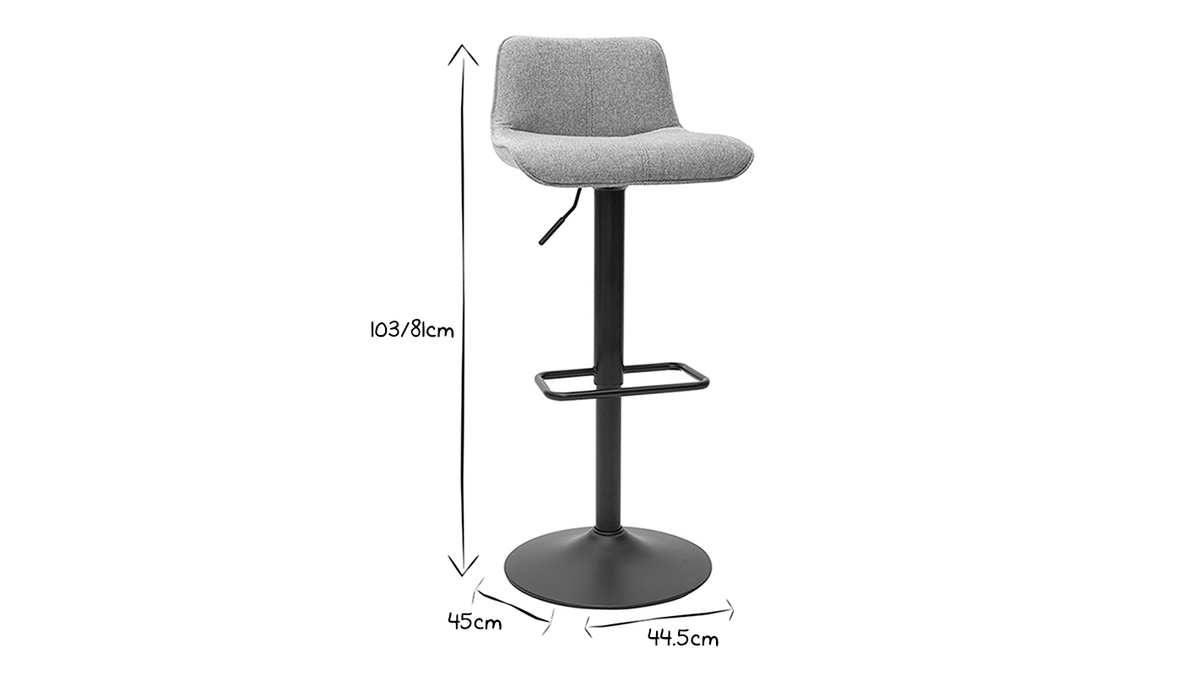 Barhocker höhenverstellbar und um 360° drehbar aus Stoff mit ...