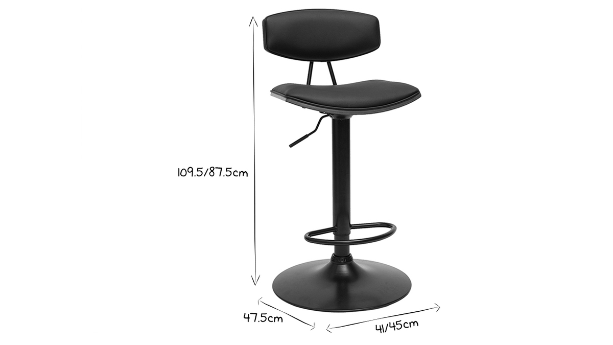 Design-Barhocker höhenverstellbar in Schwarz mit dunklem Holz (2er-Set ...