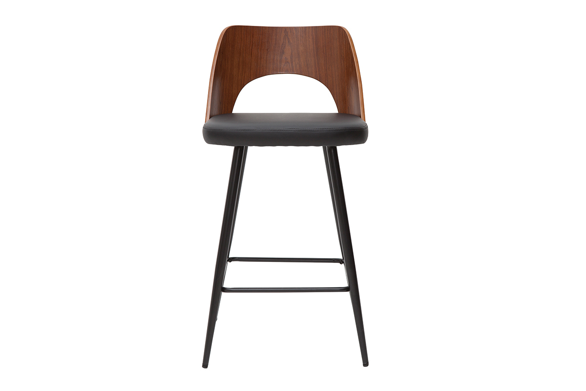 Design-Barhocker in Schwarz und Walnuss H66,5 cm (2er Set) FALCOM - Miliboo