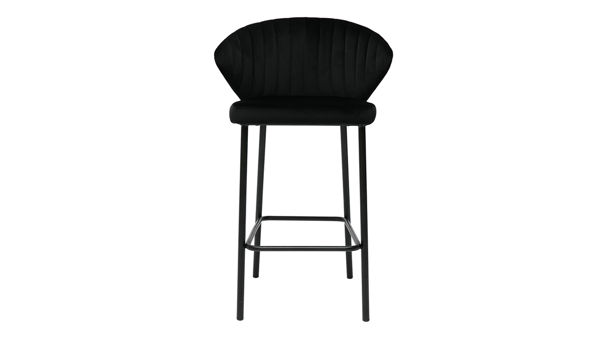 Design-Barhocker schwarzem Samt H68 cm (2er-Set) DALLY - Miliboo