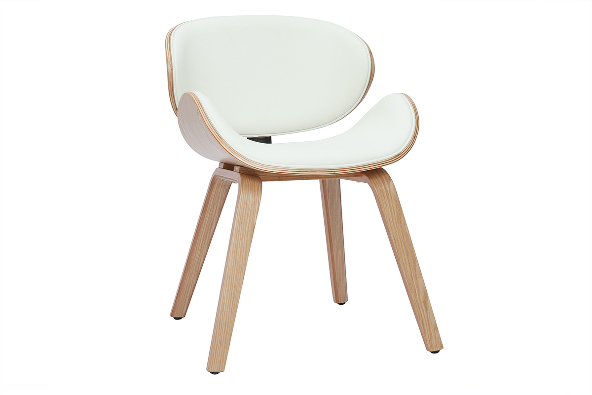 Design-Stuhl in Weiß und helles Holz WALNUT - Miliboo