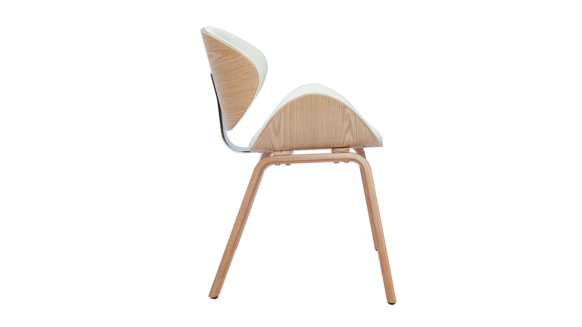 Design-Stuhl in Weiß und helles Holz WALNUT - Miliboo
