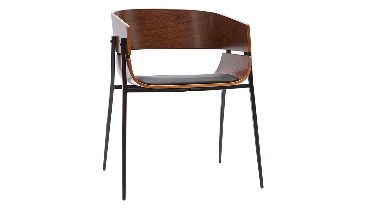 Design-Stuhl schwarz mit dunklem Holz WESS - Miliboo