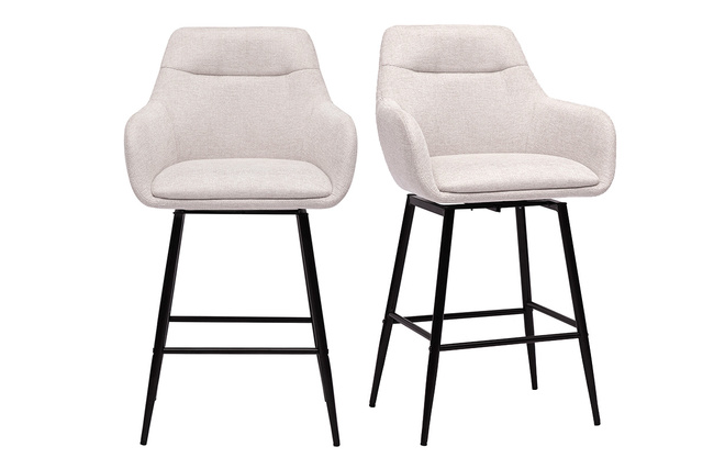 Drehbare Barhocker 360° aus Stoff in Samtoptik beige und Metall H66 cm ...