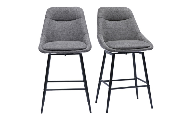 Drehbare Barhocker aus Textil in Grau mit Samteffekt und Metall H66 cm ...
