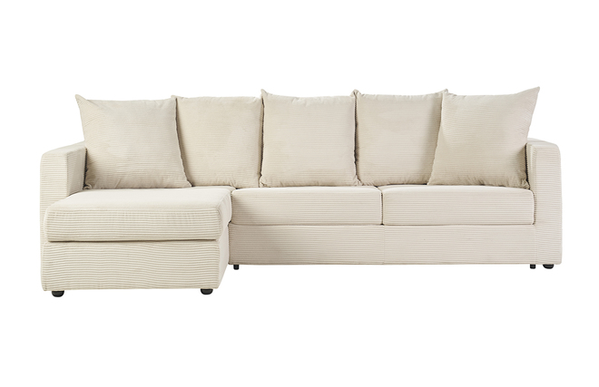 Ecksofa linksseitig konvertibel 4 Sitzer in beige Rippenvelours mit 13 ...