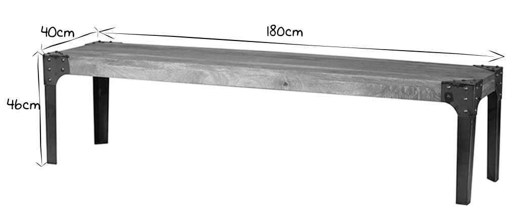 Industrielle Design-Bank Metall und 180 cm MADISON - Miliboo
