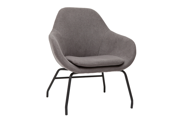Sessel grauer Stoff mit Samteffekt und schwarzes Metall MAYNE - Miliboo