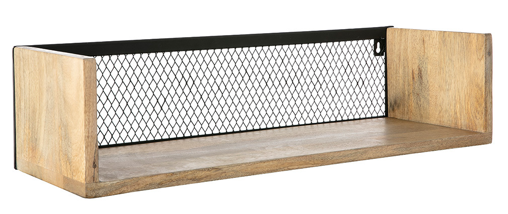 Wandregal Industrie-Stil Mangoholz und Metall 60 cm RACK - Miliboo